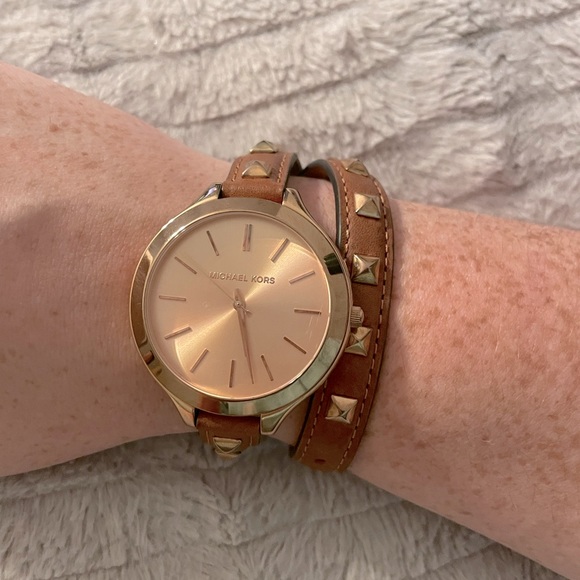 Michael Kors | Jewelry | Michael Kors Studded Double Wrap Watch | Poshmark